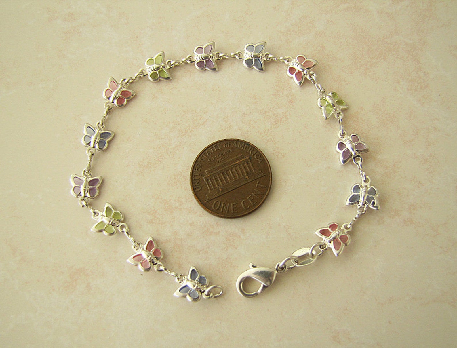 Little Butterfly Charm Sterling Silver Bracelet, Butterfly Link ...