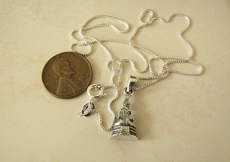 Mini Buddha Sterling Silver Pendant Necklace Protection - Etsy