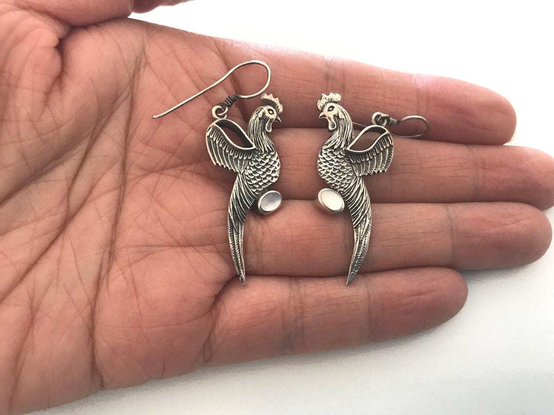 Mother of Pearl Phoenix Sterling Silver Earrings, Birds - Etsy