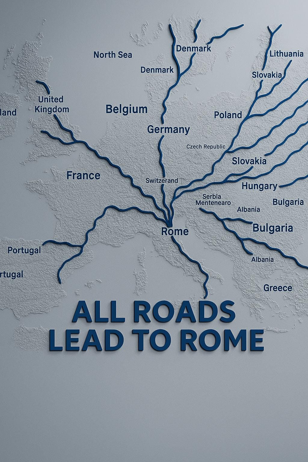 3D Europe Map Art: All Roads Lead to Rome (digital Download) - Etsy