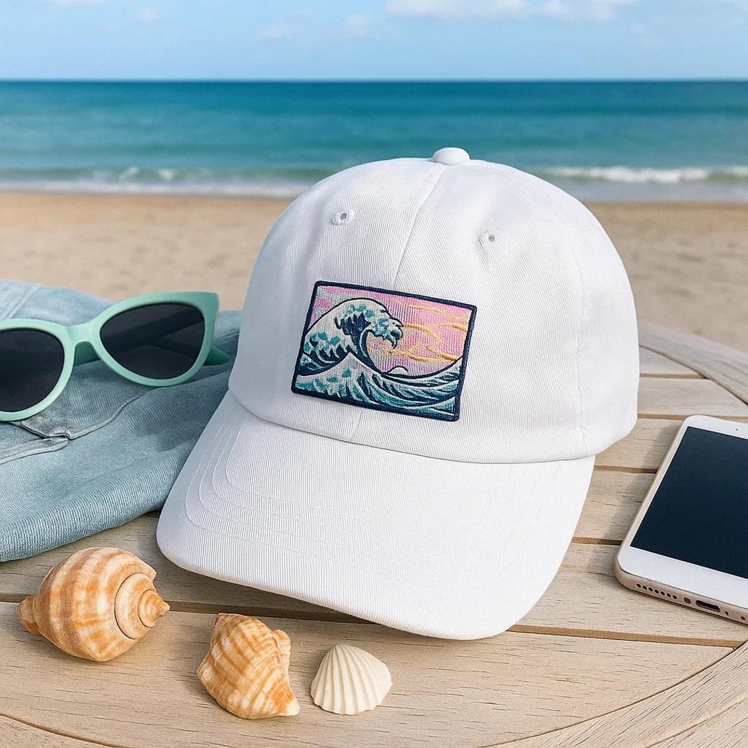 Great Wave Embroidered Hat Ocean Wave Baseball Cap Aesthetic Washed ...