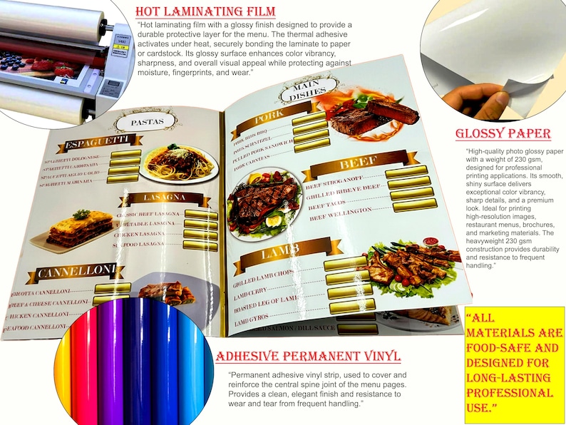 Custom Laminated Menu Book – Waterproof, Durable & Personalized for ...