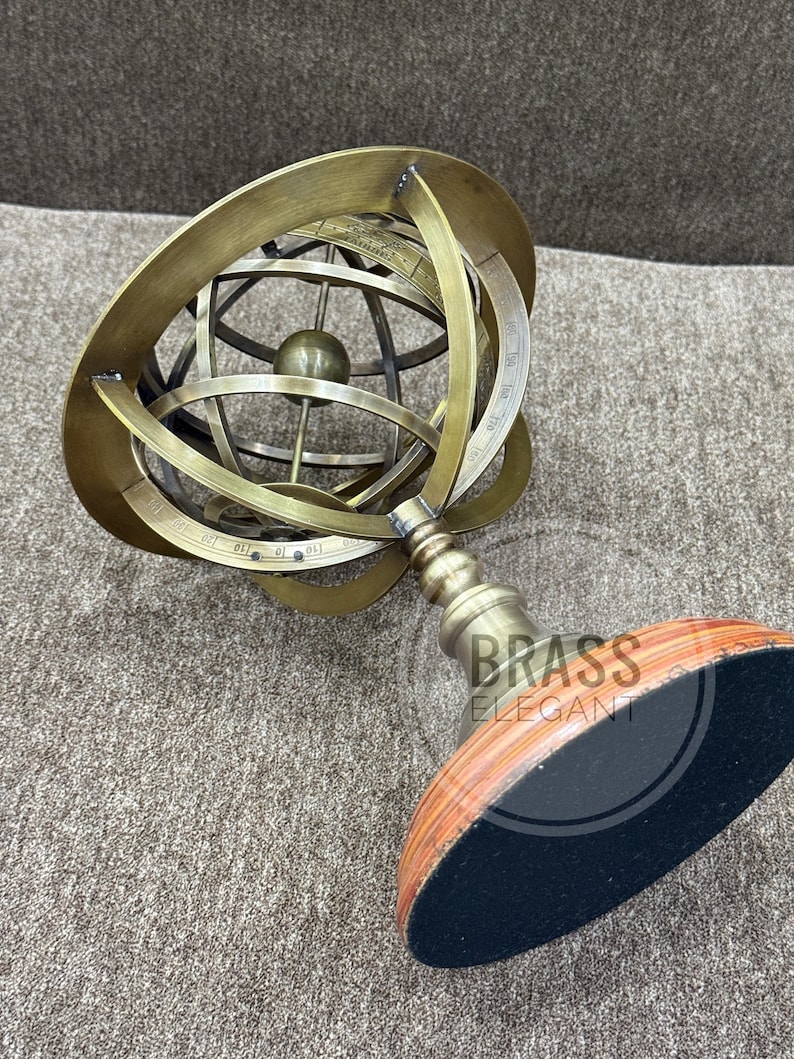 Vintage Brass Armillary Sphere – Zodiac Sign Globe, Wood Base - Etsy
