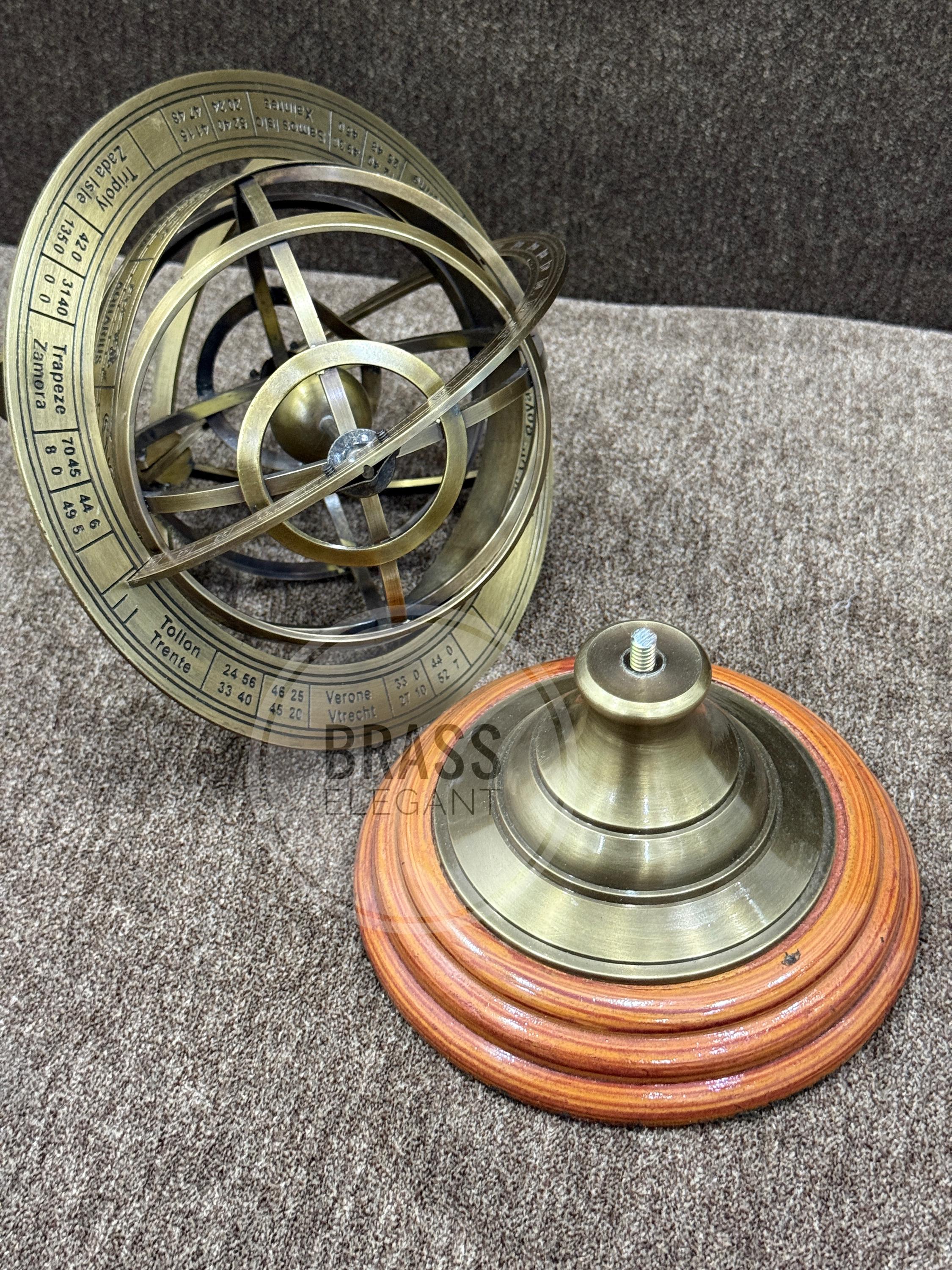 Vintage Brass Armillary Sphere – Zodiac Sign Globe, Wood Base - Etsy