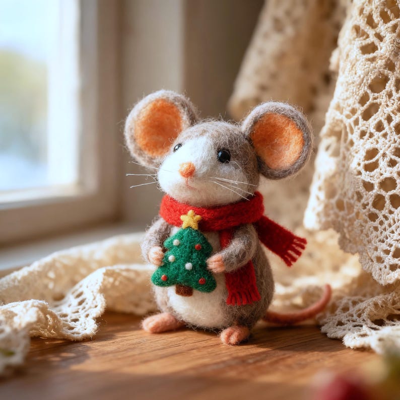 Adorable Christmas Mouse With Santa Hat, Unique Christmas Gifts ...