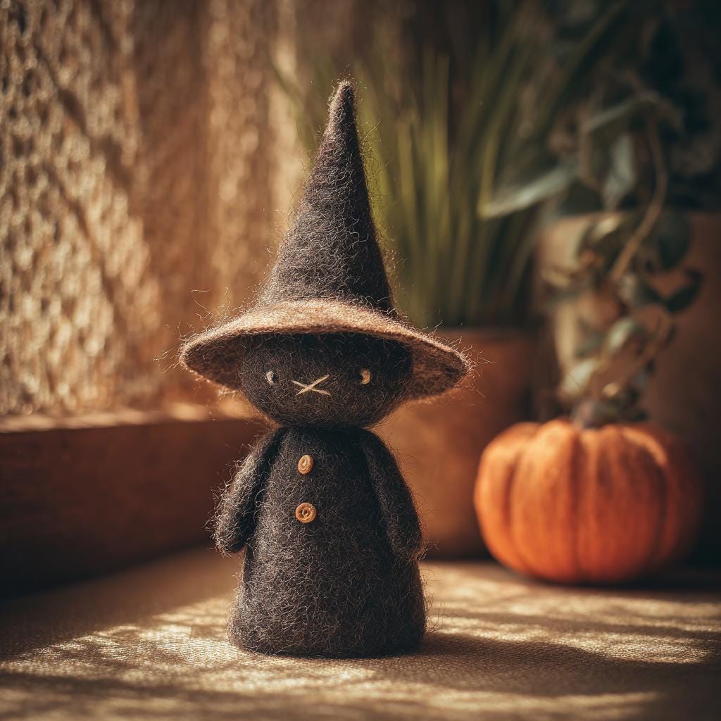 Needle Felted Gothic Witch Figurine: Handmade Wool Halloween Decor - Etsy