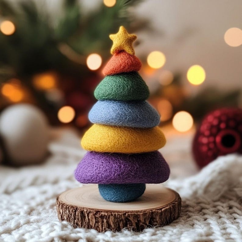 Handmade Wool Felt Christmas Tree: Mini Holiday Desk Decor - Etsy