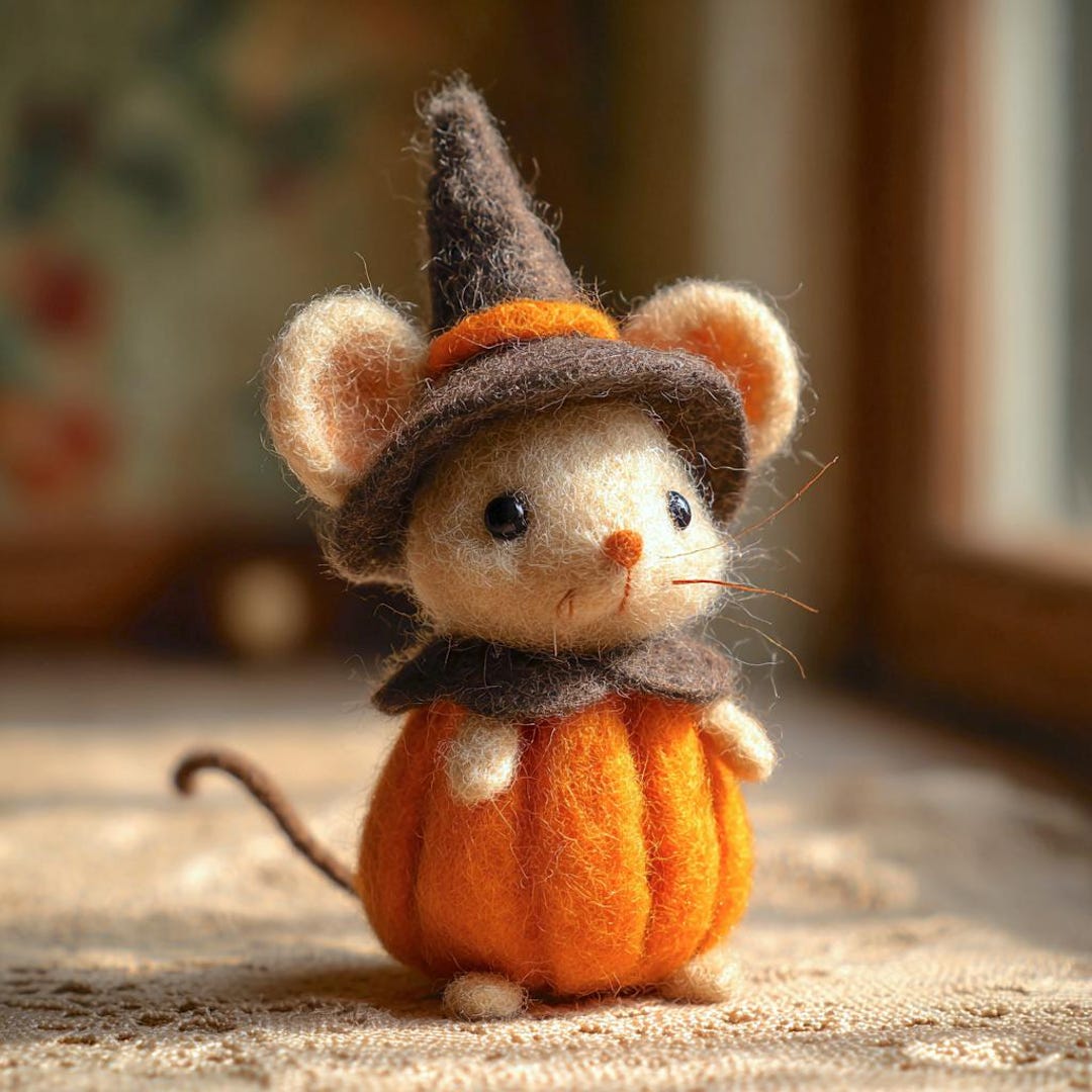 Adorable Halloween Pumpkin Mouse With Witch Hat, Unique Halloween Gifts ...