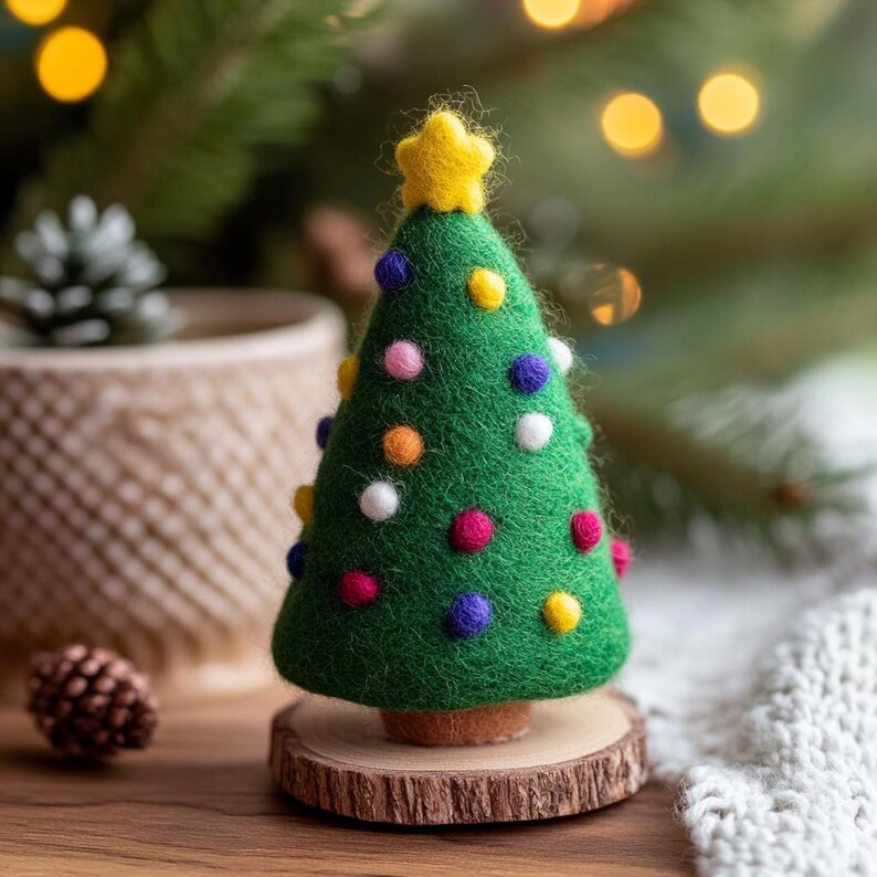 Handmade Wool Felt Christmas Tree: Mini Holiday Desk Decor - Etsy