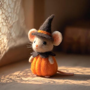Adorable Halloween Pumpkin Mouse With Witch Hat, Unique Halloween Gifts ...
