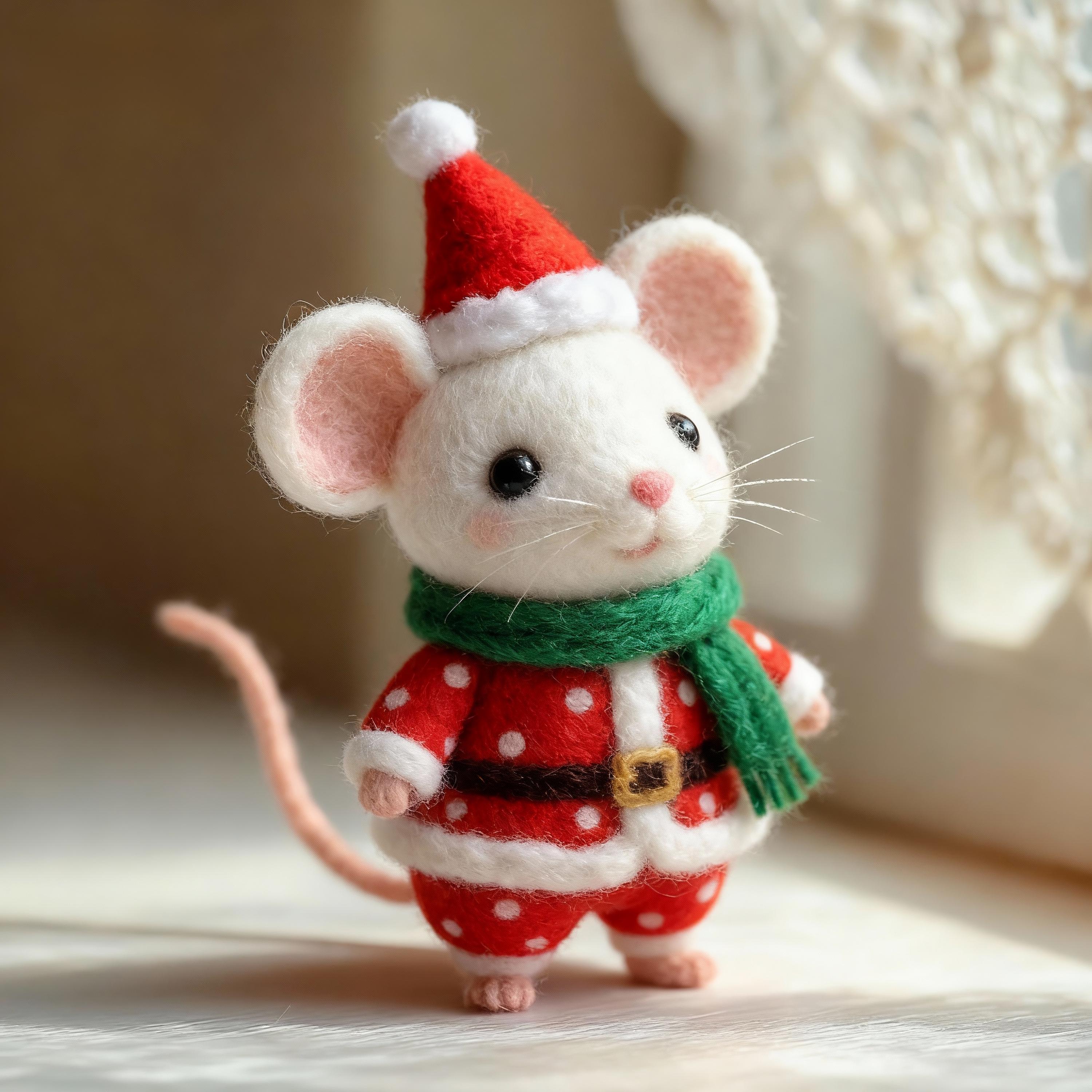 Adorable Christmas Mouse With Santa Hat, Unique Christmas Gifts ...
