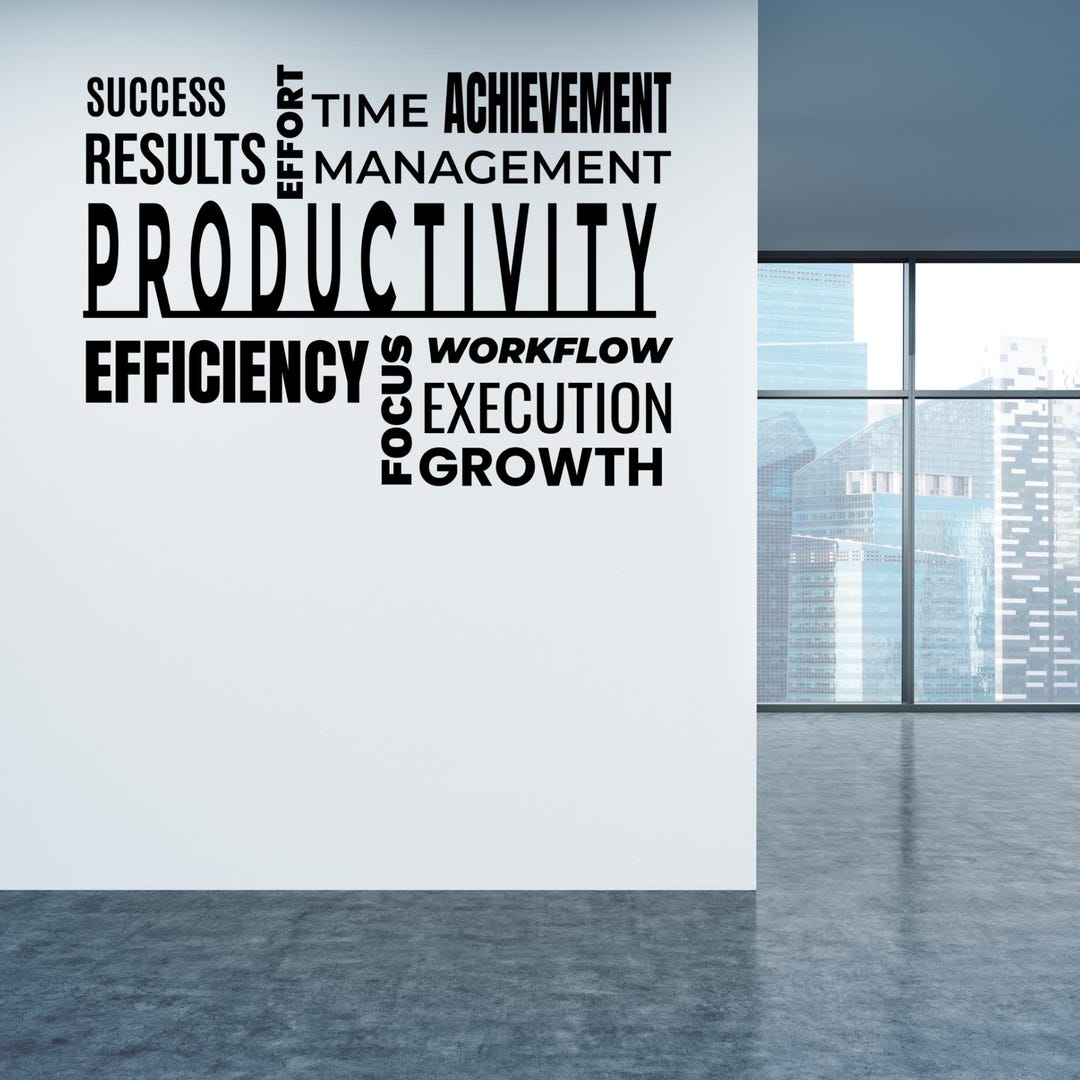 Productivity Wall Decal - Office Motivation Vinyl Sticker for Workplace ...