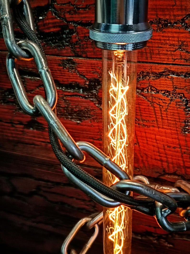 Handcrafted Steampunk Chain Spiral Table Lamp for Industrial Vibes and ...
