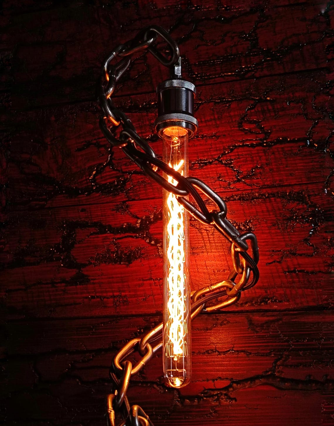 Handcrafted Steampunk Chain Spiral Table Lamp for Industrial Vibes and ...