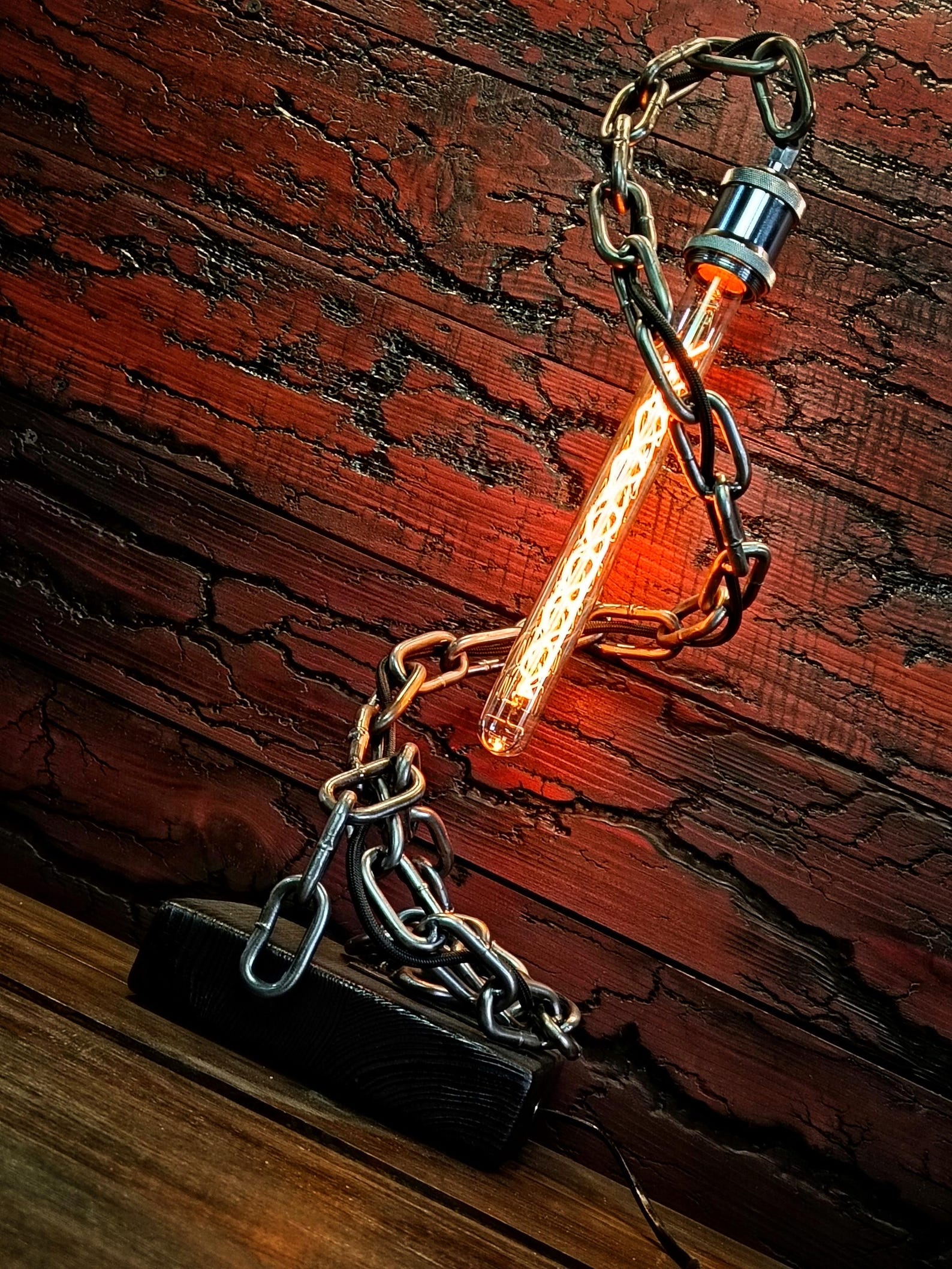 Handcrafted Steampunk Chain Spiral Table Lamp for Industrial Vibes and ...