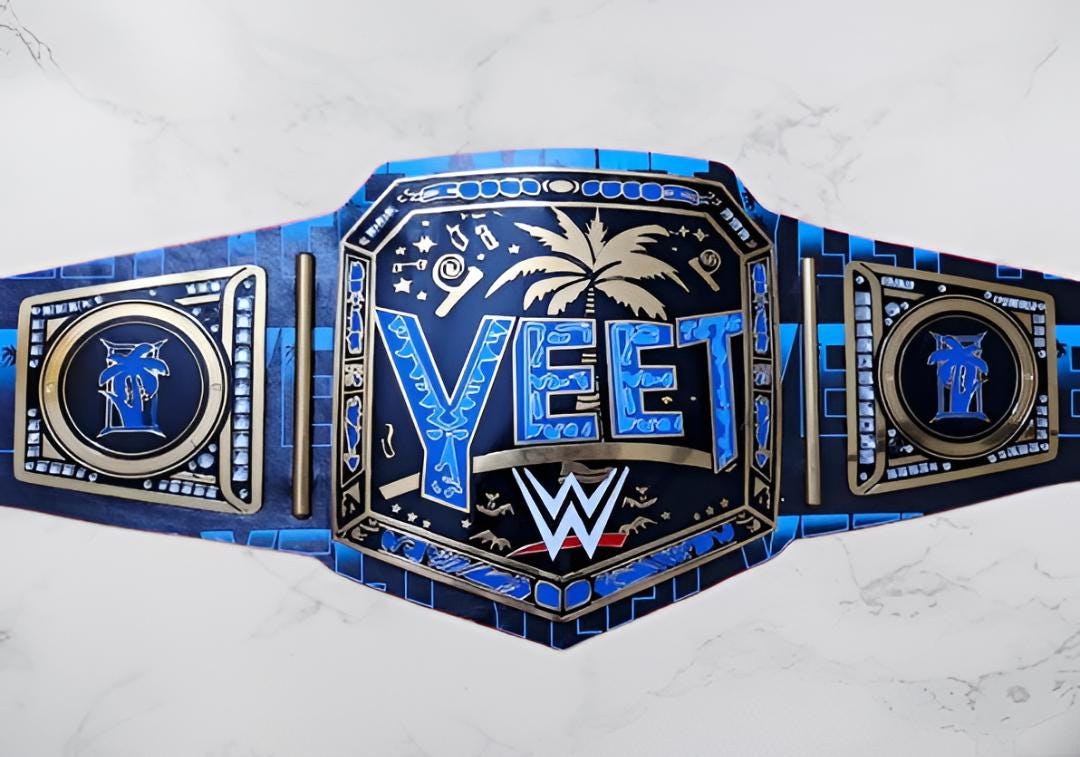 Legendary WWE YEET World Heavyweight Wrestling Championship Title Belt ...