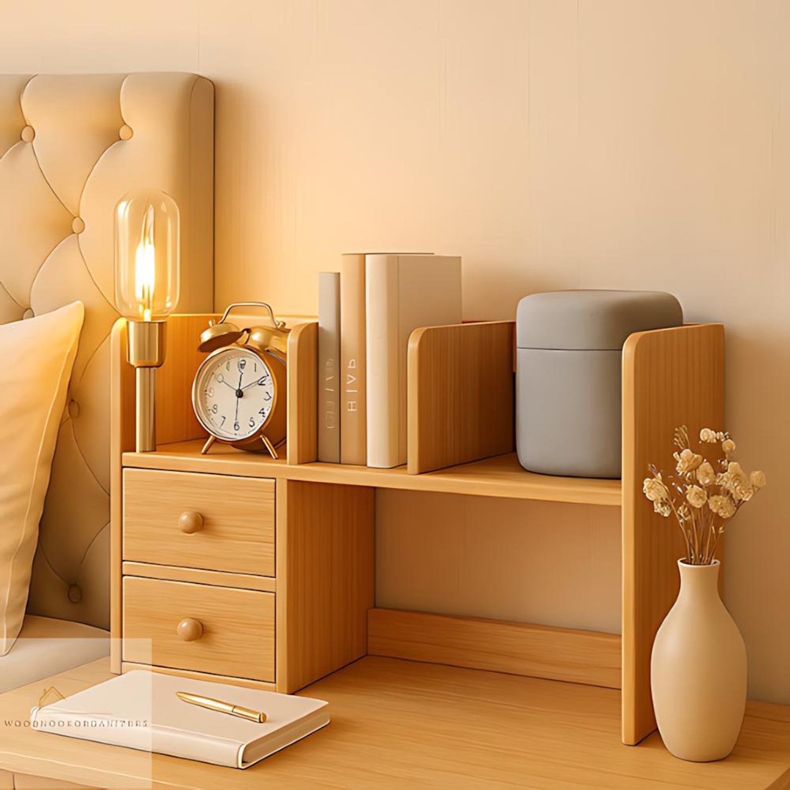 Solid Wood Desktop Bookshelf: Modern Student Desk Organizer - Etsy