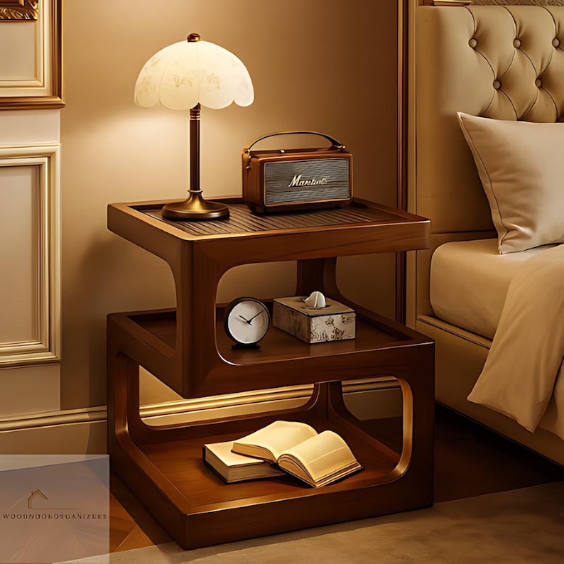 Black Walnut Medieval Bedside Table: Solid Wood Nightstand - Etsy