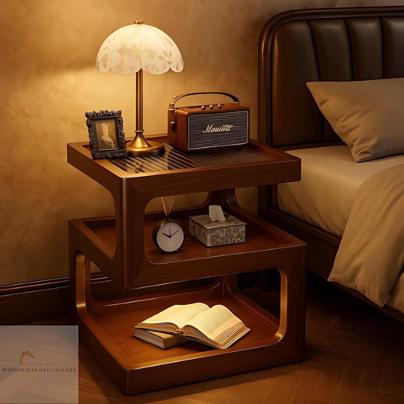 Black Walnut Medieval Bedside Table: Solid Wood Nightstand - Etsy