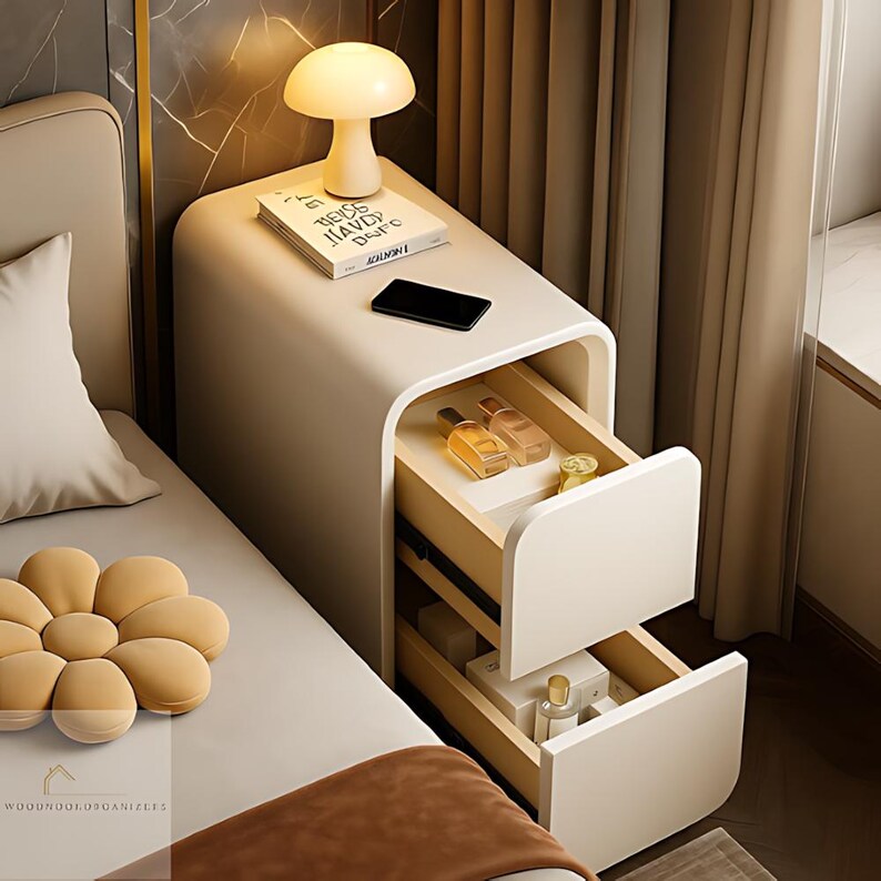 Ultra Narrow Solid Wood Nightstand: Modern Light Luxury Bedside Table - Etsy