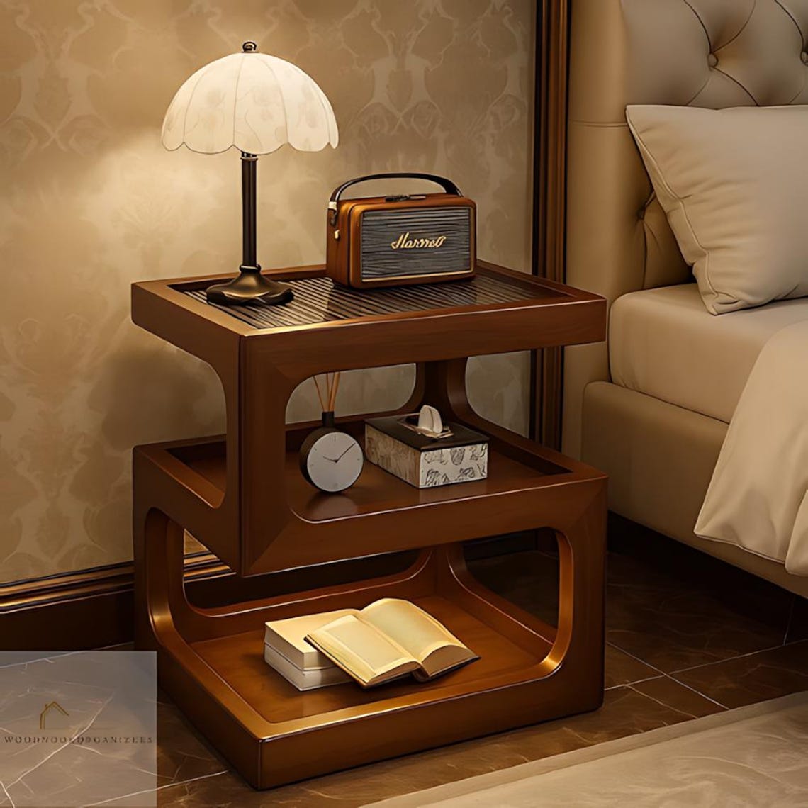 Black Walnut Medieval Bedside Table: Solid Wood Nightstand - Etsy