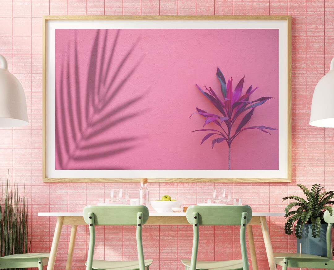 Boho Pink Leaf Printable Poster – Tropical Botanical Wall Art ...