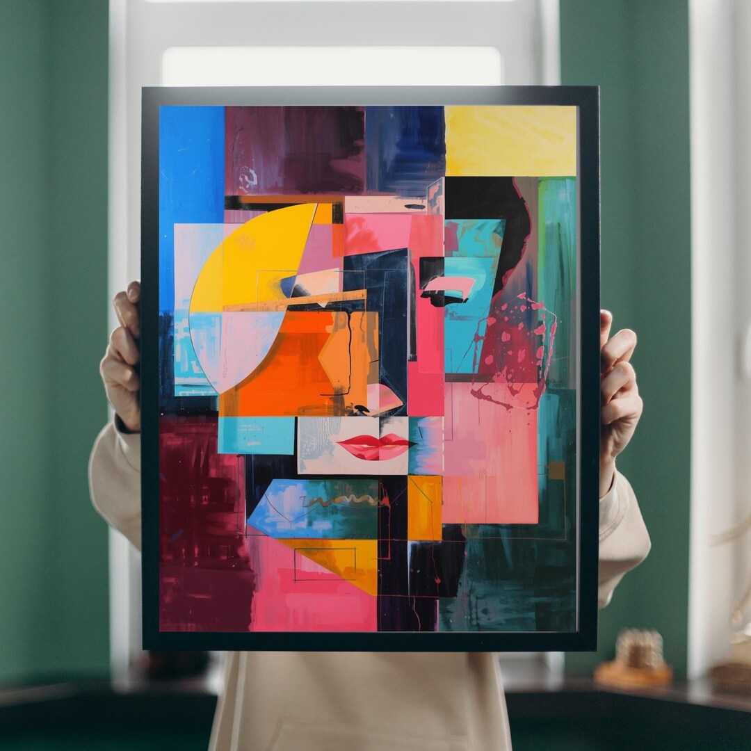 Modern Cubist Woman Face Art Print - Etsy