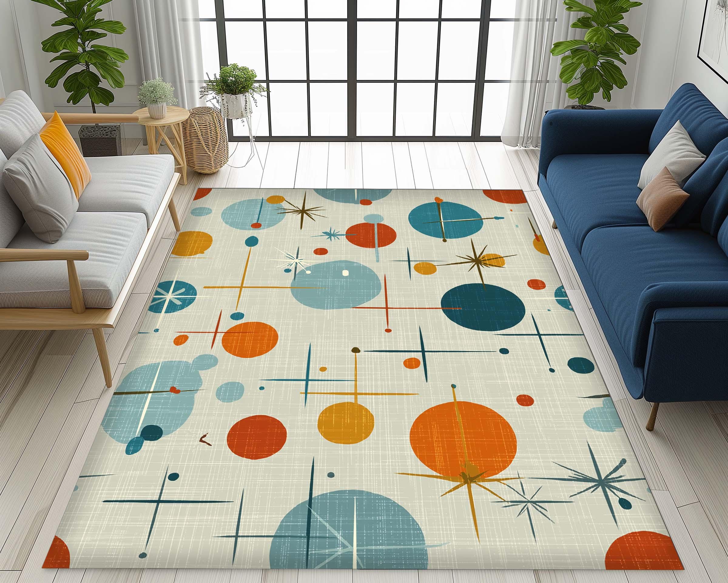 Mid-century Modern Atomic Starburst Rug: Colorful Retro Area Carpet - Etsy