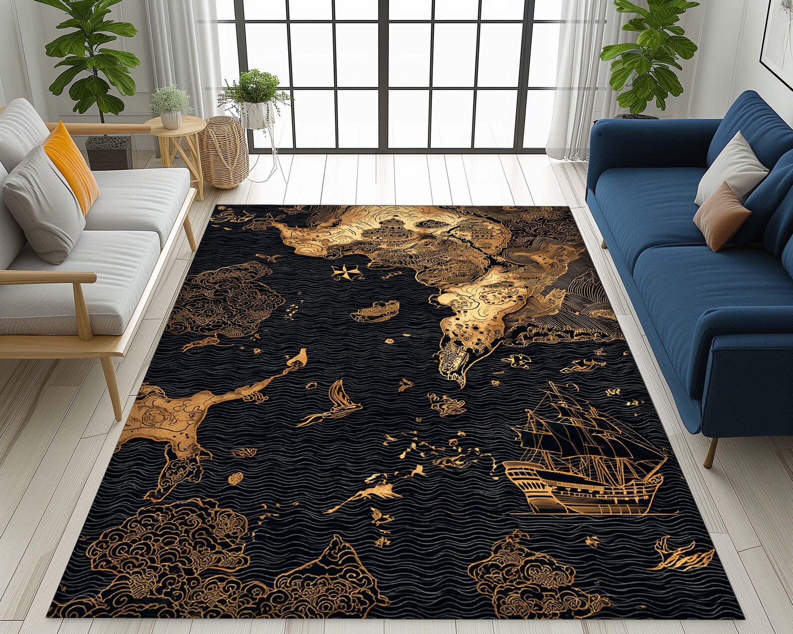 Fantasy Treasure Map Rug: Nautical Pirate Kids Room Decor - Etsy