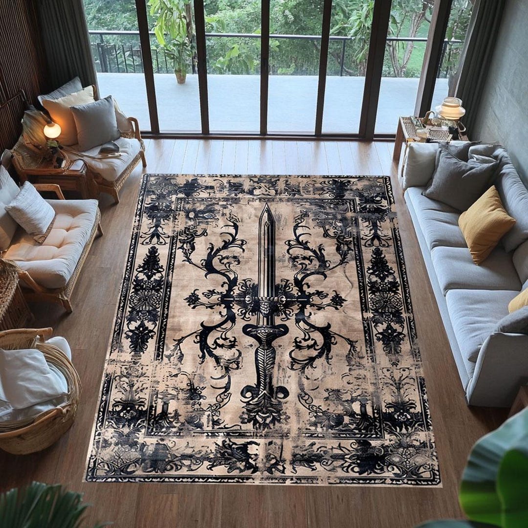 Gothic Sword Rug: Medieval Fantasy Decor, Dark Home Accent - Etsy