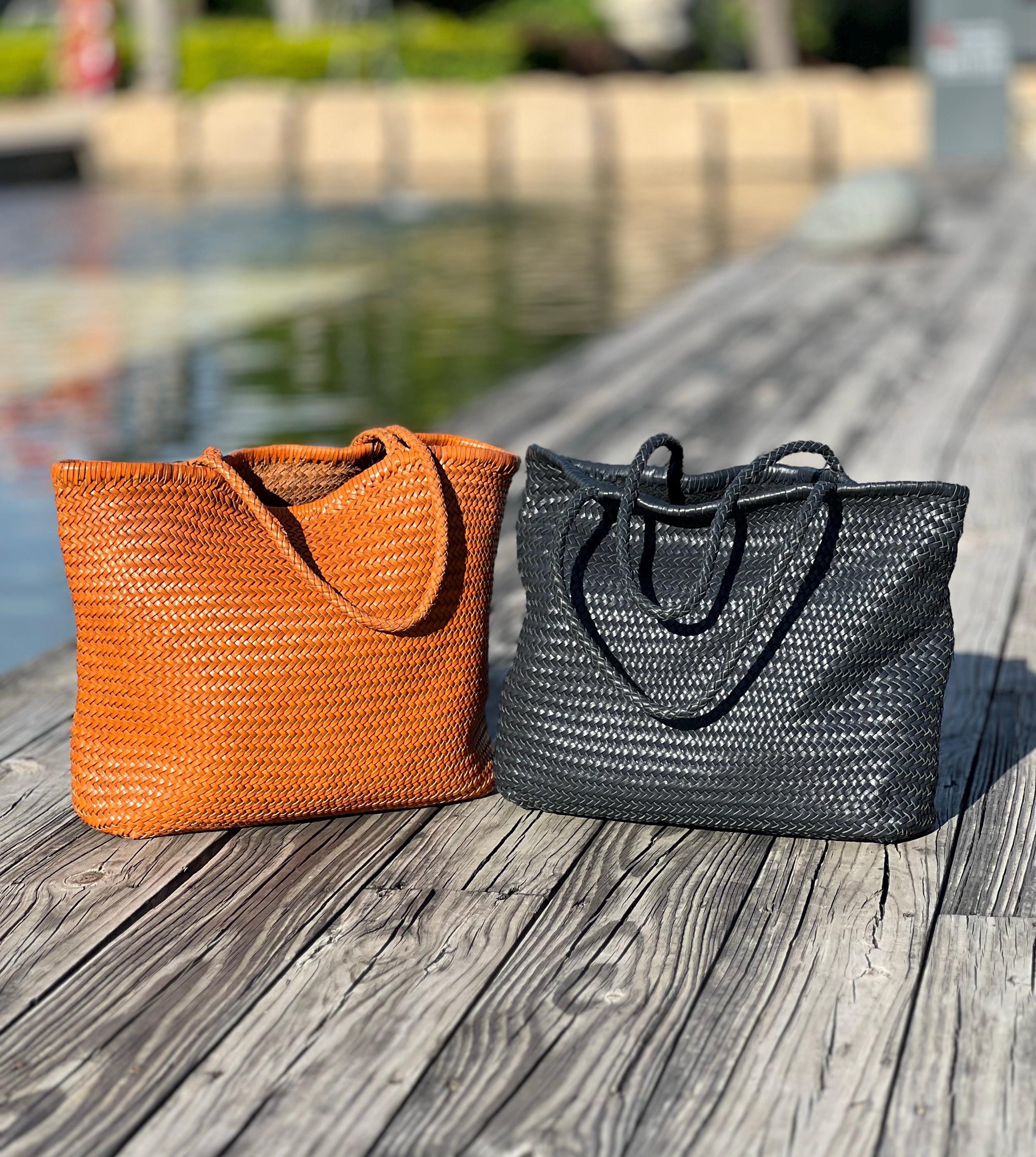 Ada Large Handmade Woven Cowhide Shoulder Bag/leather Woven Bag ...