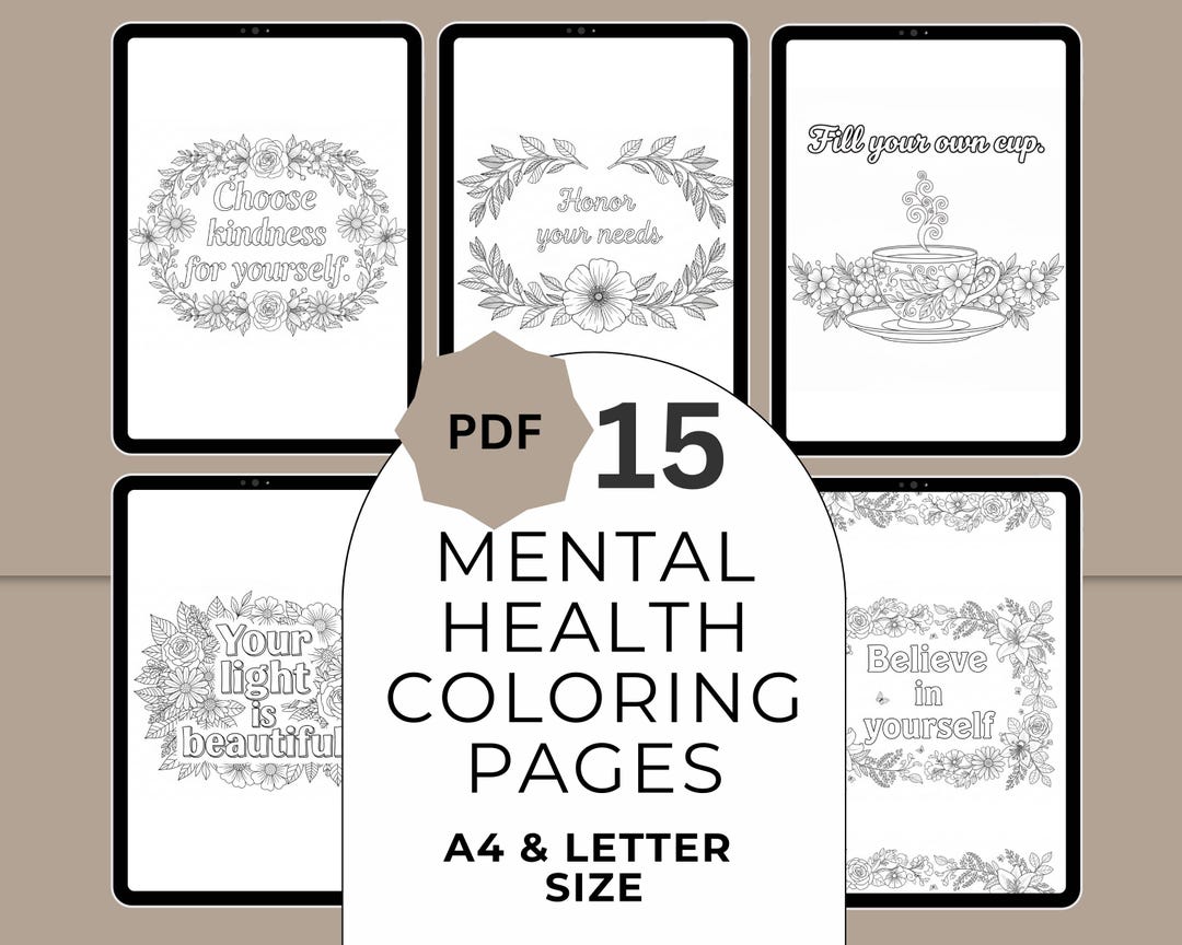 Mental Health Coloring Pages | Self Care Printable Coloring Book for ...