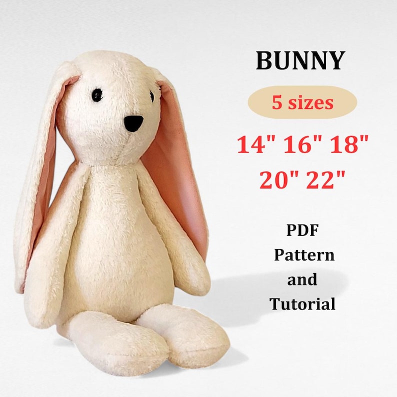 Bunny Plush Sewing Pattern, Easy DIY Stuffed Animals, PDF Pattern 5 ...
