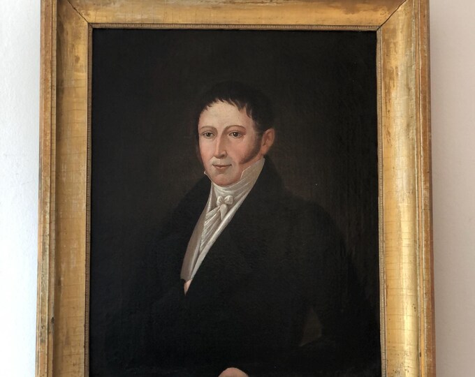 Antique Vintage Portrait Oil Painting of a German Gentleman, Early 19th ...