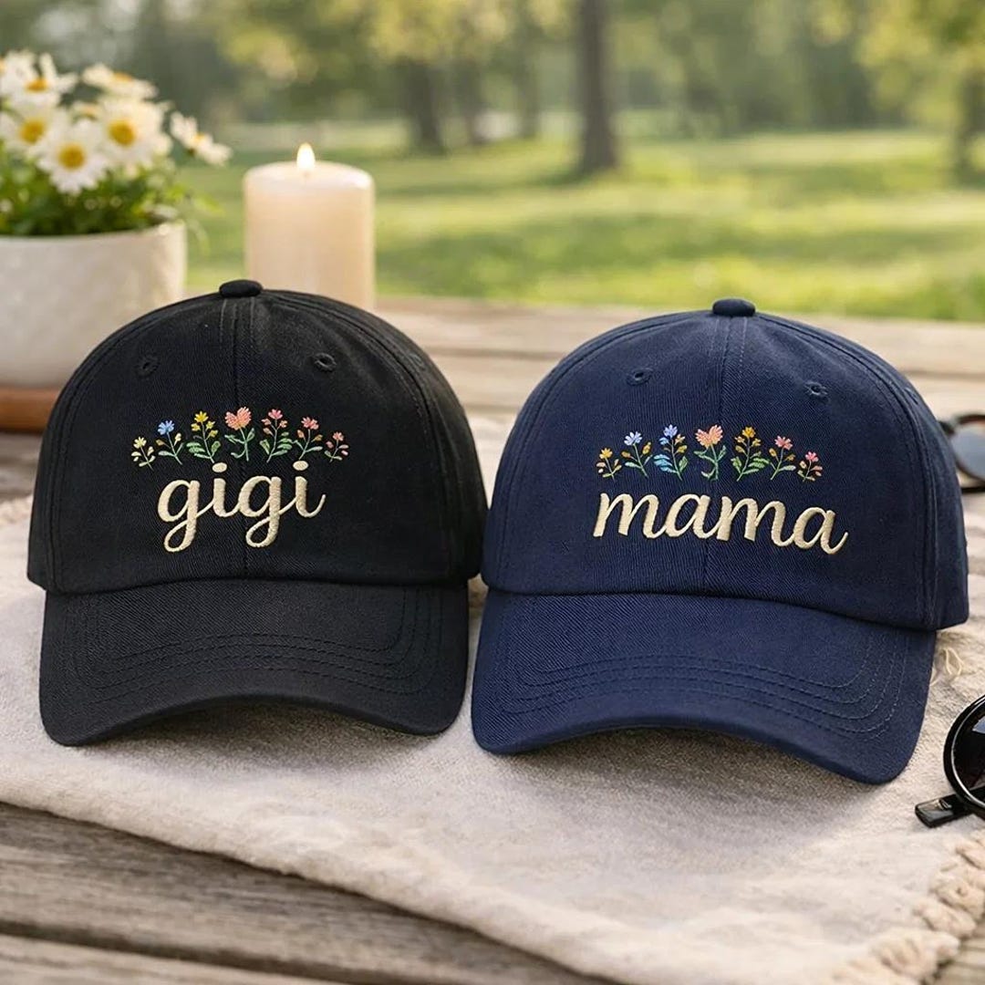 Gigi & Mama Floral Embroidered Baseball Caps – Matching Grandma and Mom ...