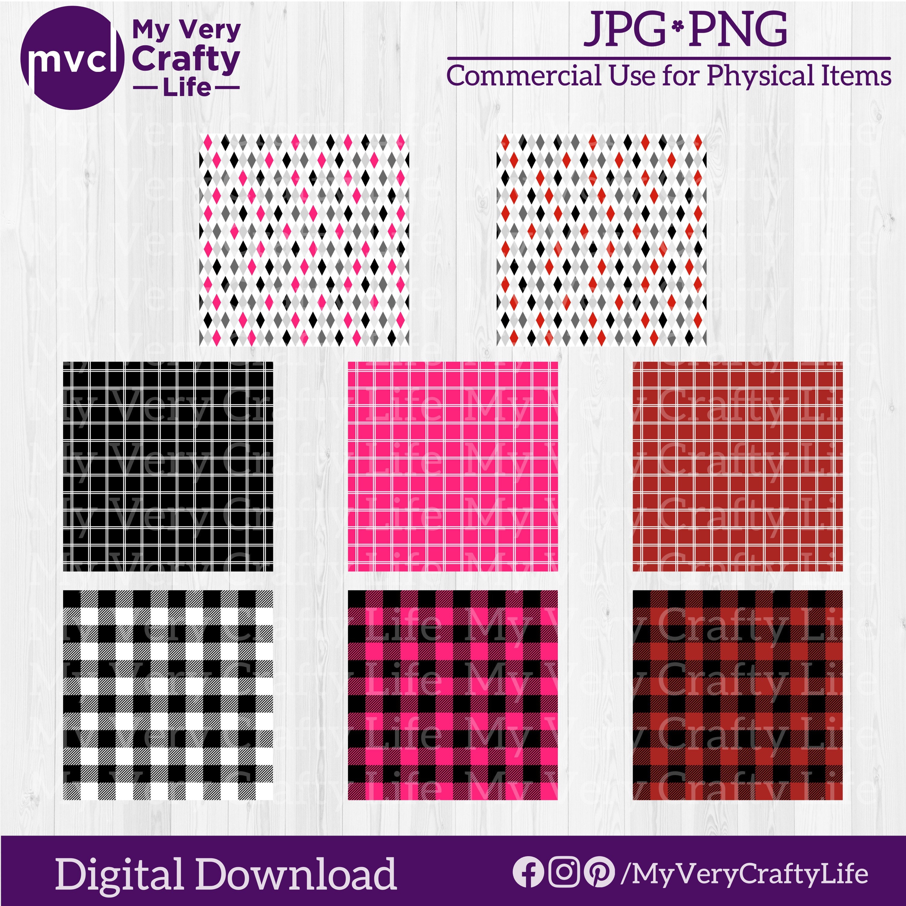 Buffalo Plaid Digital Paper Gingham Paper Pattern Diamond - Etsy