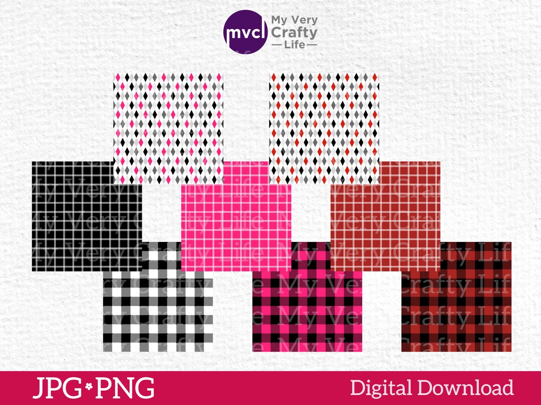 Buffalo Plaid Digital Paper, Gingham Paper Pattern, Diamond Pattern PNG ...