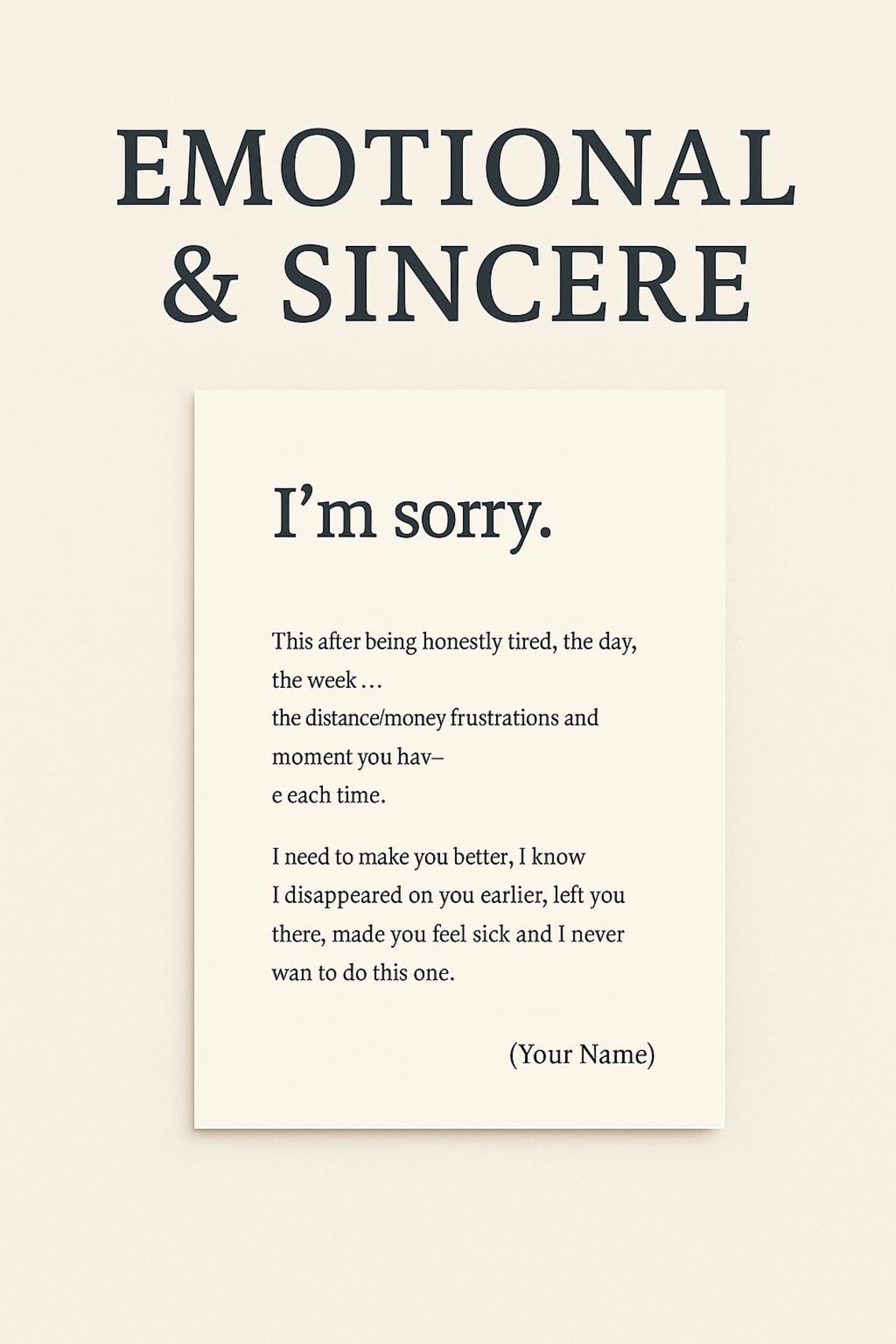 I’m Sorry Letter • Personalized Apology Letter • Emotional Handwritten ...