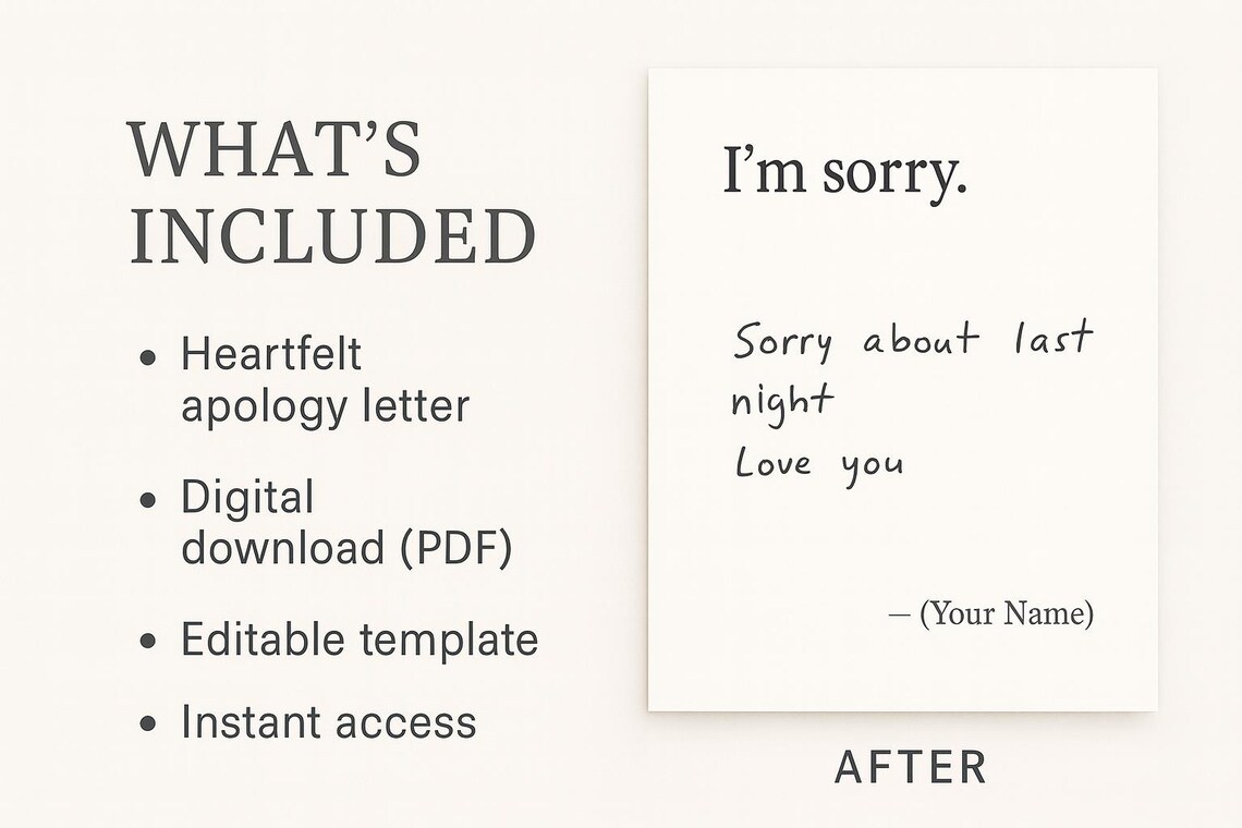 I’m Sorry Letter • Personalized Apology Letter • Emotional Handwritten ...