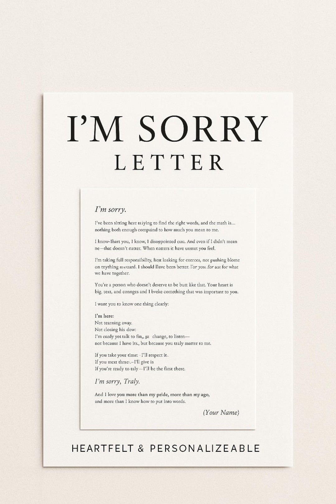 I’m Sorry Letter • Personalized Apology Letter • Emotional Handwritten ...
