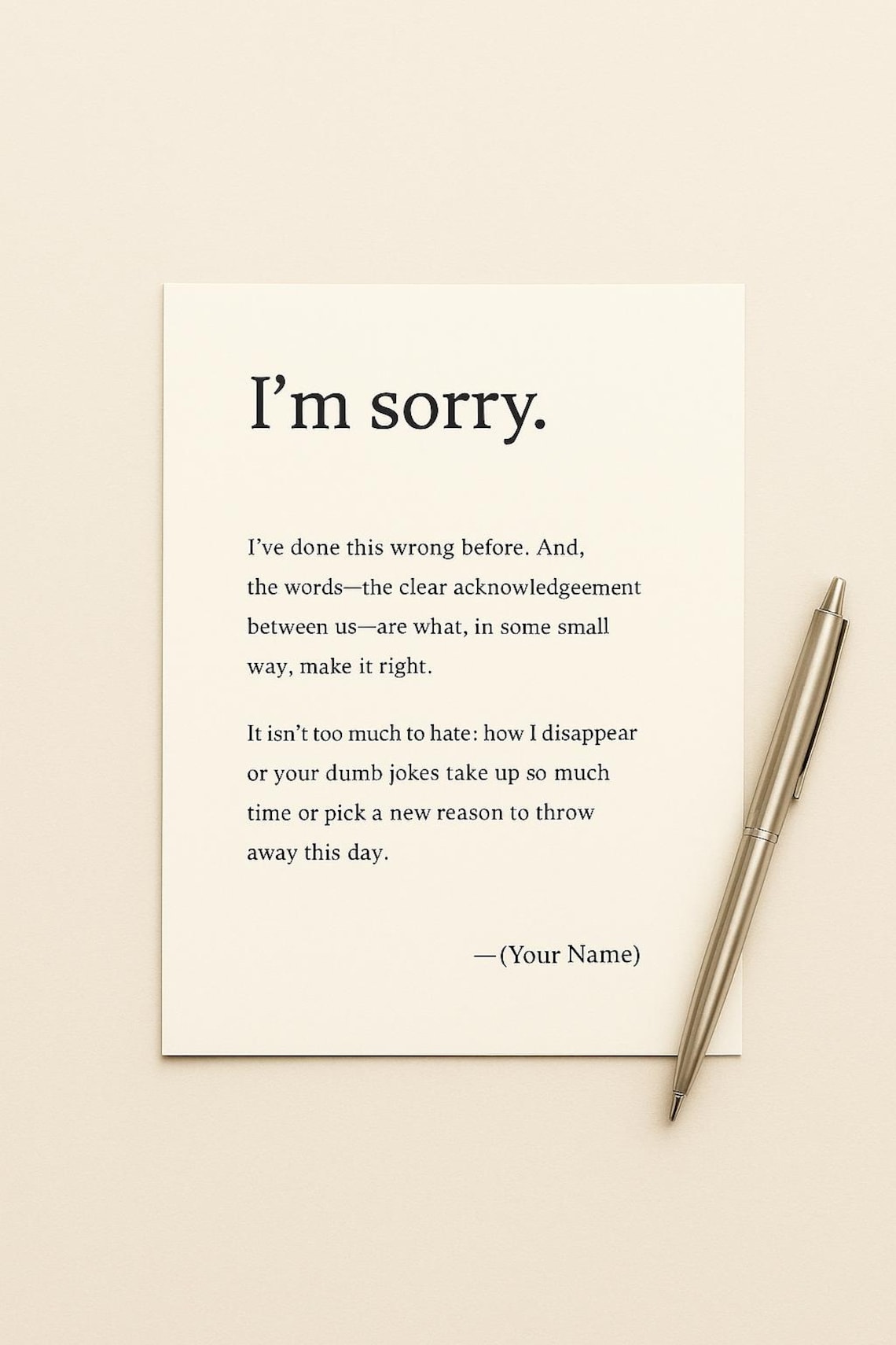 I’m Sorry Letter • Personalized Apology Letter • Emotional Handwritten ...