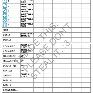 Minimalist Yahtzee Score Sheets – Printable PDF (3 Versions Included ...