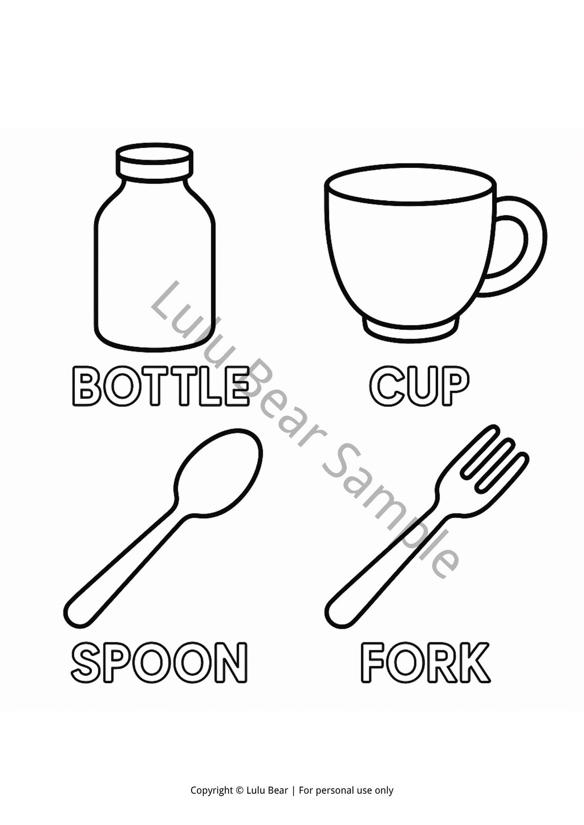 A4 Printable First Words Coloring Pages for Preschoolers | 10 Sheets ...