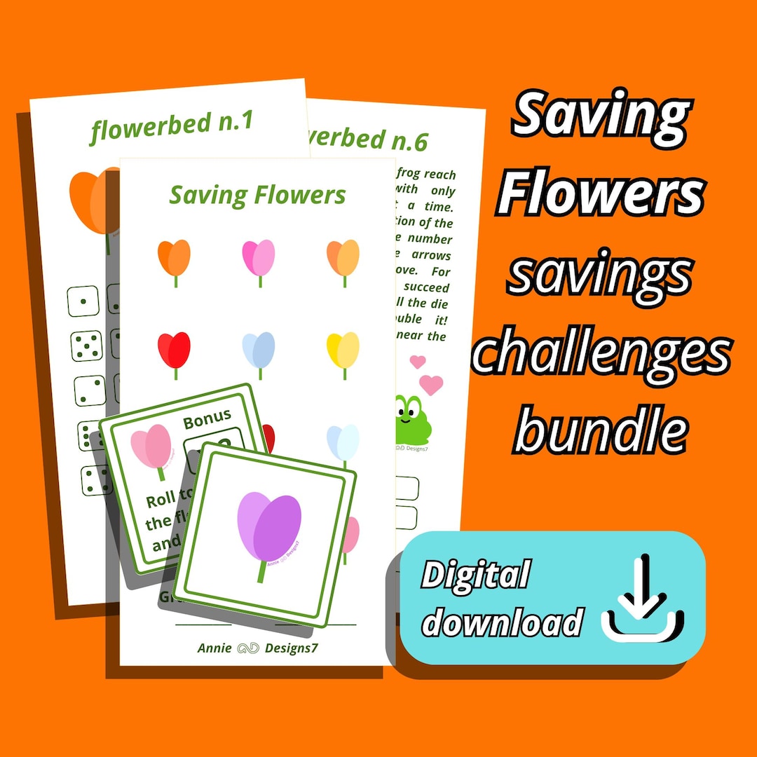 Saving Flowers Savings Challenge Bundle, A6 Cash Stuffing Games ...
