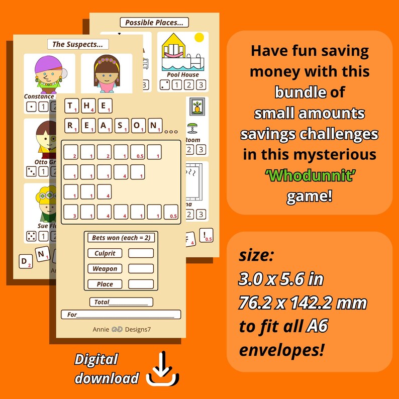 Whodunnit Mystery Game Savings Challenges Bundle A6 Digital Download ...