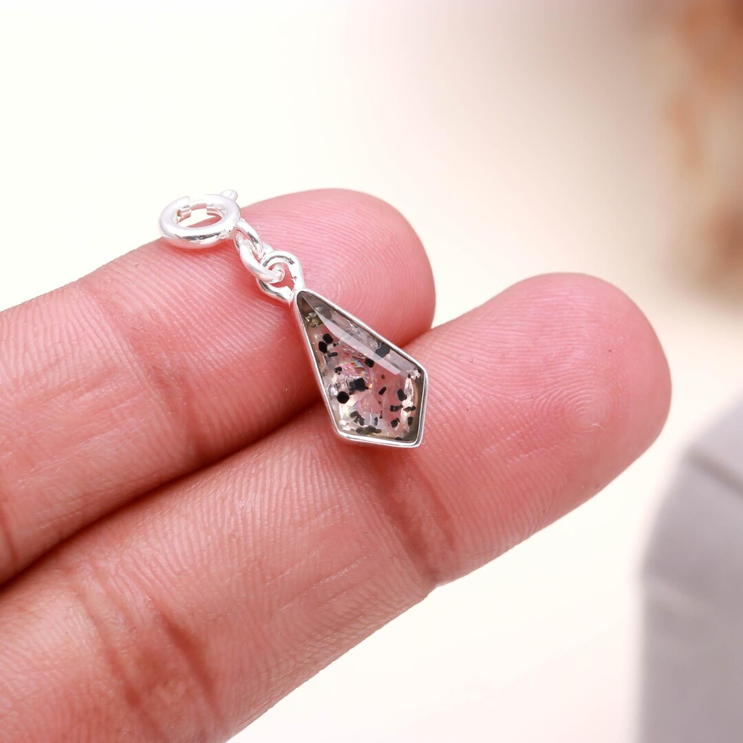 Pink Dot Quartz Kite Charm Pendant, Sterling Silver Clip On - Etsy