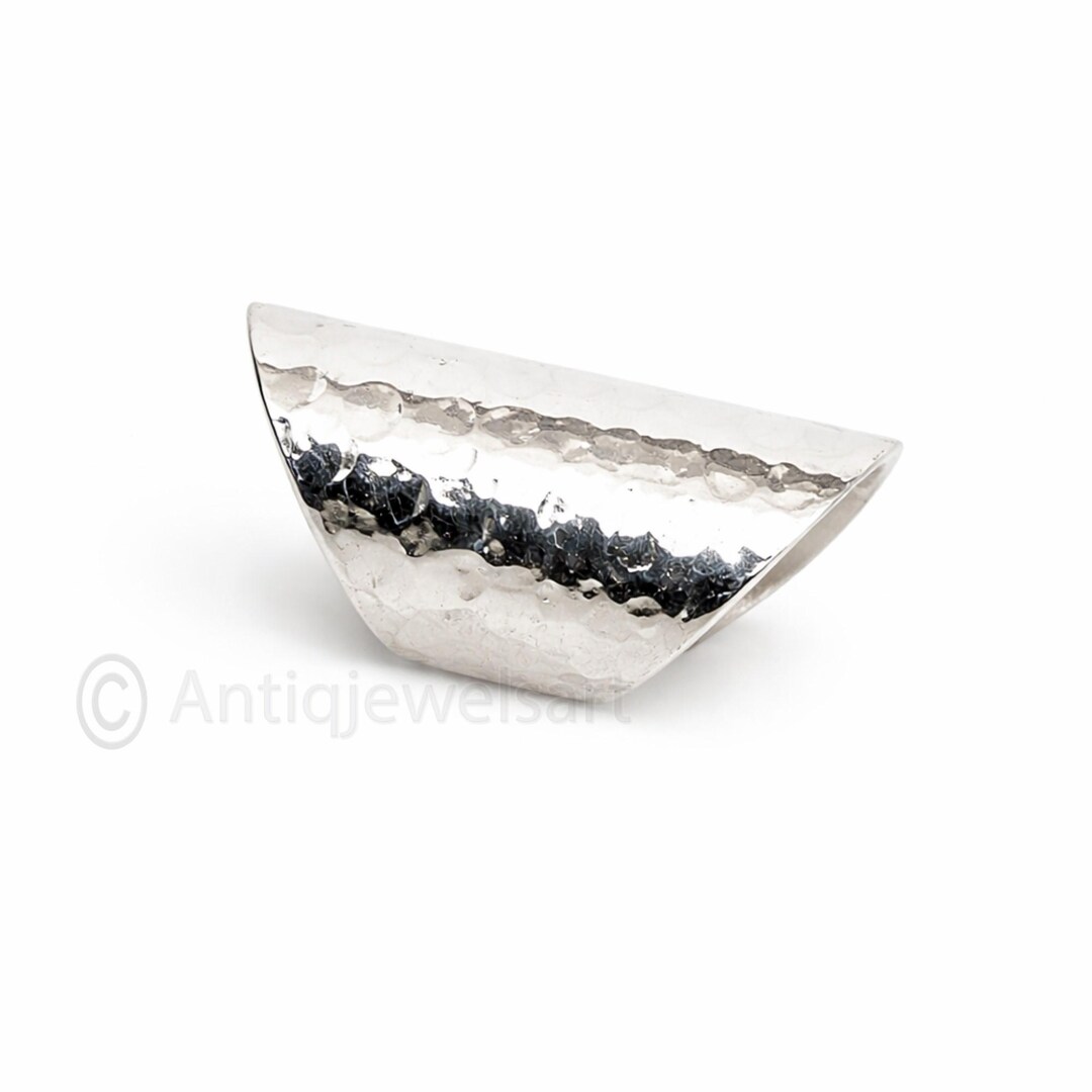Hammered Design 925 Sterling Silver Band Ring, Unisex Handmade Jewelry ...