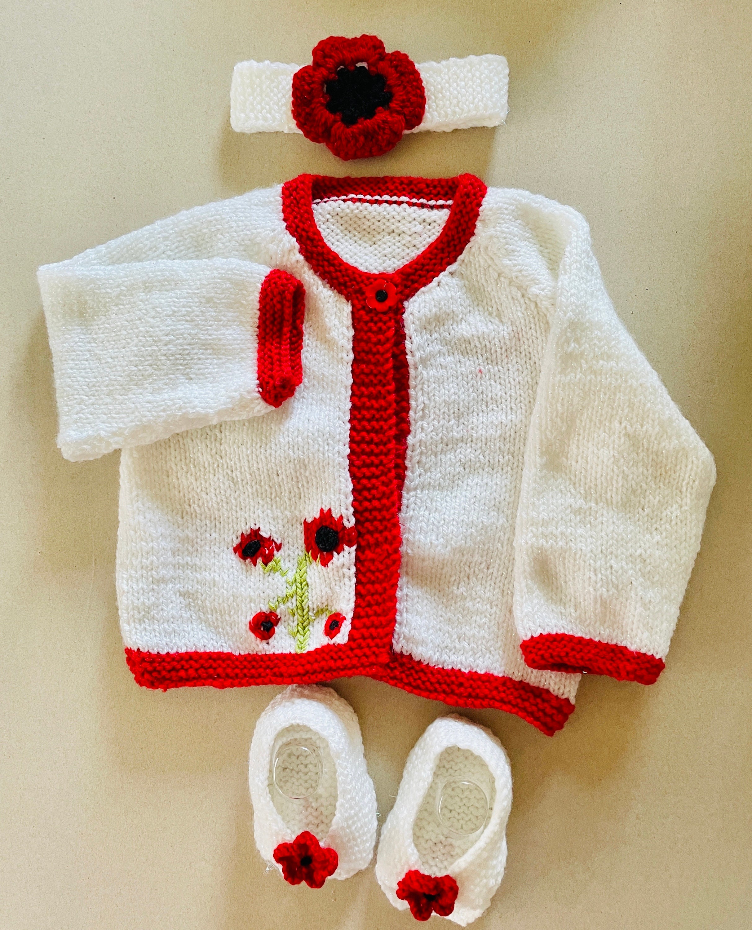 PDF Instant Download Knitting Pattern Poppy Cardigan, Shoes and Hat Set ...