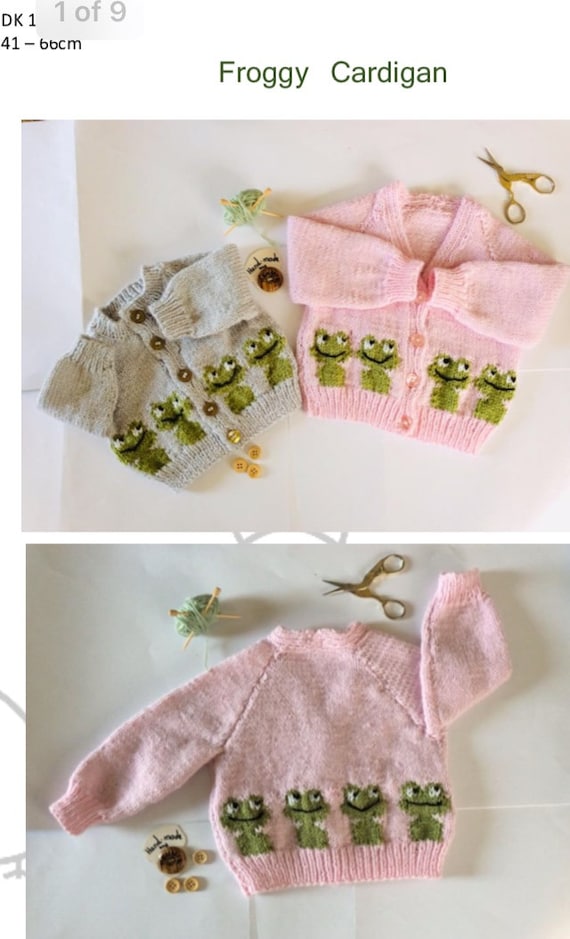 PDF Instant Download Knitting Pattern Frog Cardigans Size 16 - Etsy
