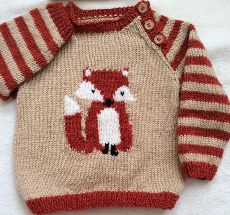 PDF Fox Cub Sweater Set Knitting Pattern Instant Download. Jumper Hat ...